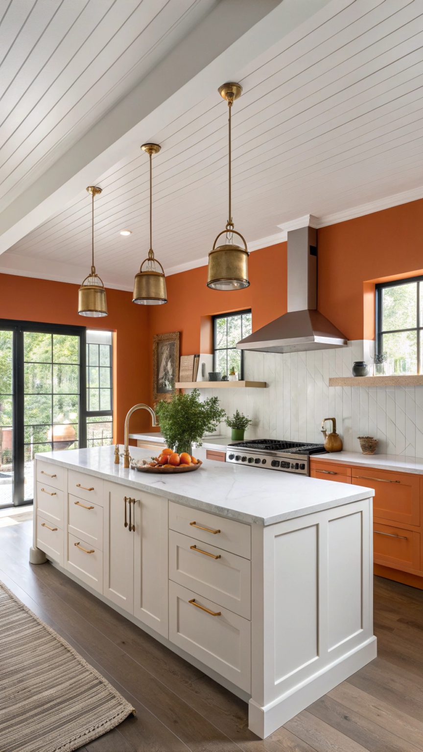 15 Stunning Orange Wood Cabinet Kitchen Designs