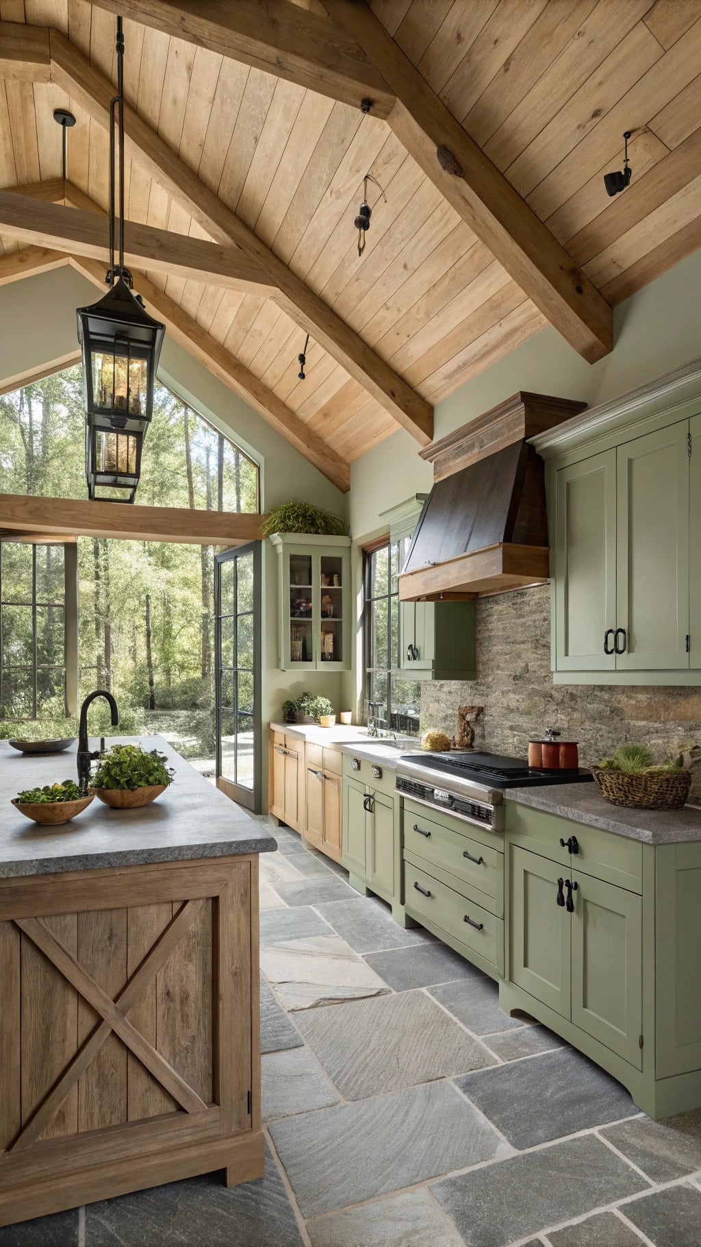17 Stunning Green Rustic Kitchen Designs That Bring Nature Indoors