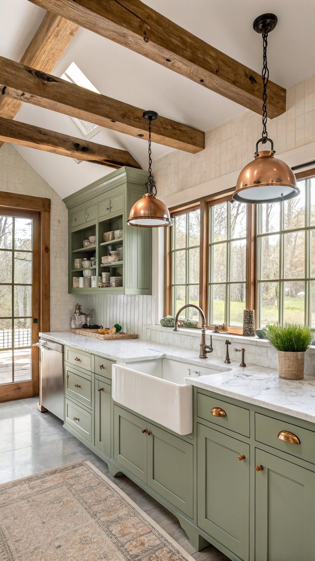 17 Must-See Green farmhouse kitchen Designs
