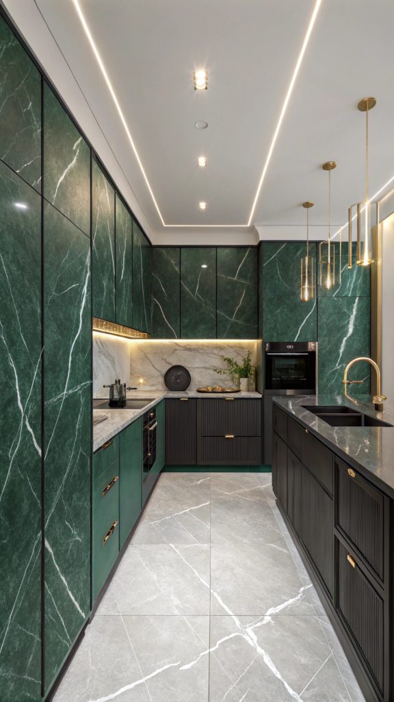 23 Trendy Green and Gold Kitchen Designs You Need to See