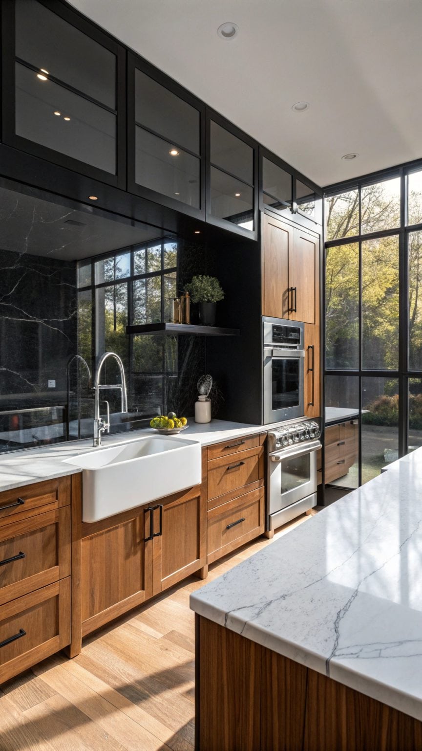 16 Stunning Black and wood kitchen Designs