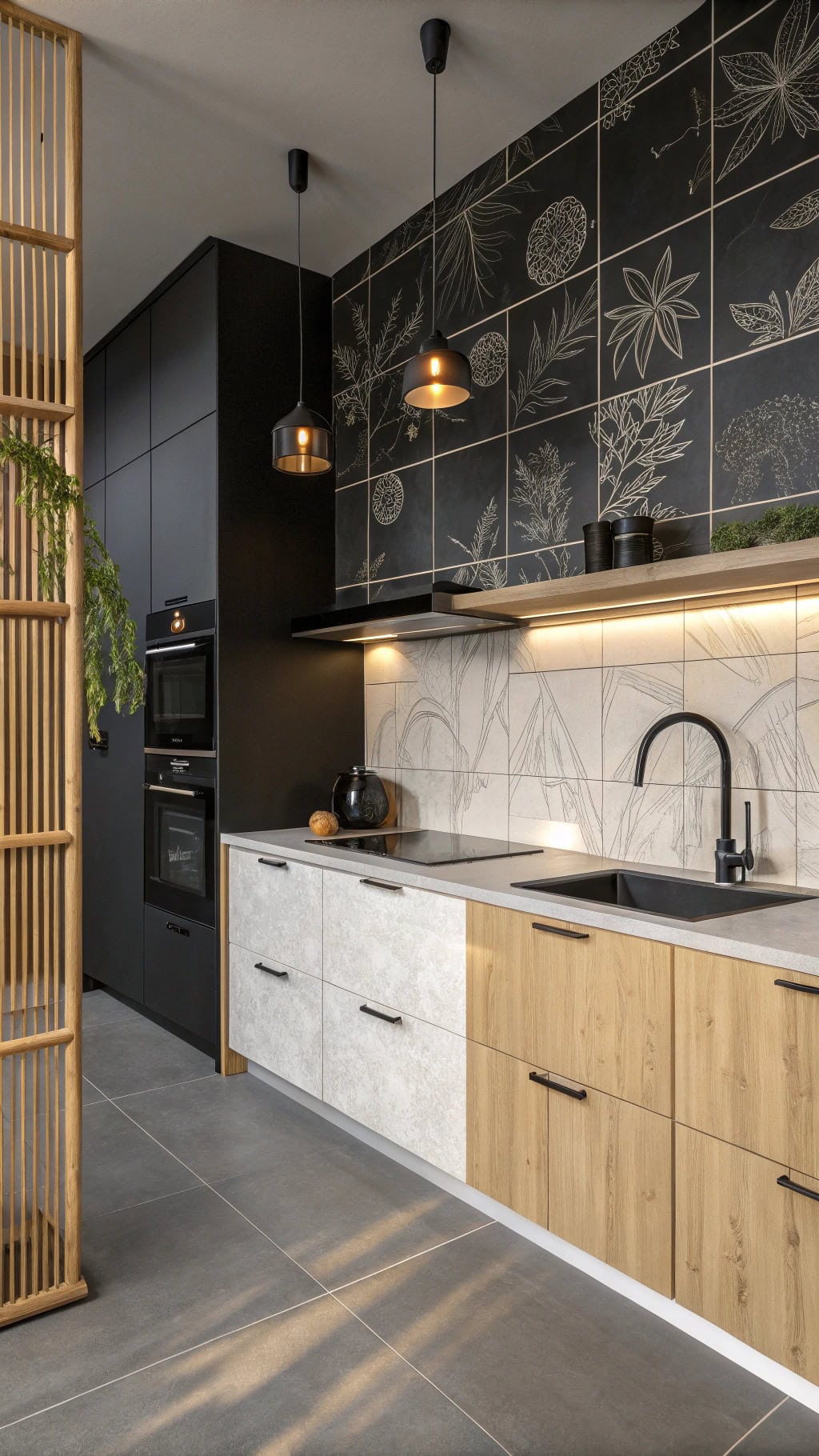 22 Gorgeous Black and White Tile Kitchen Ideas