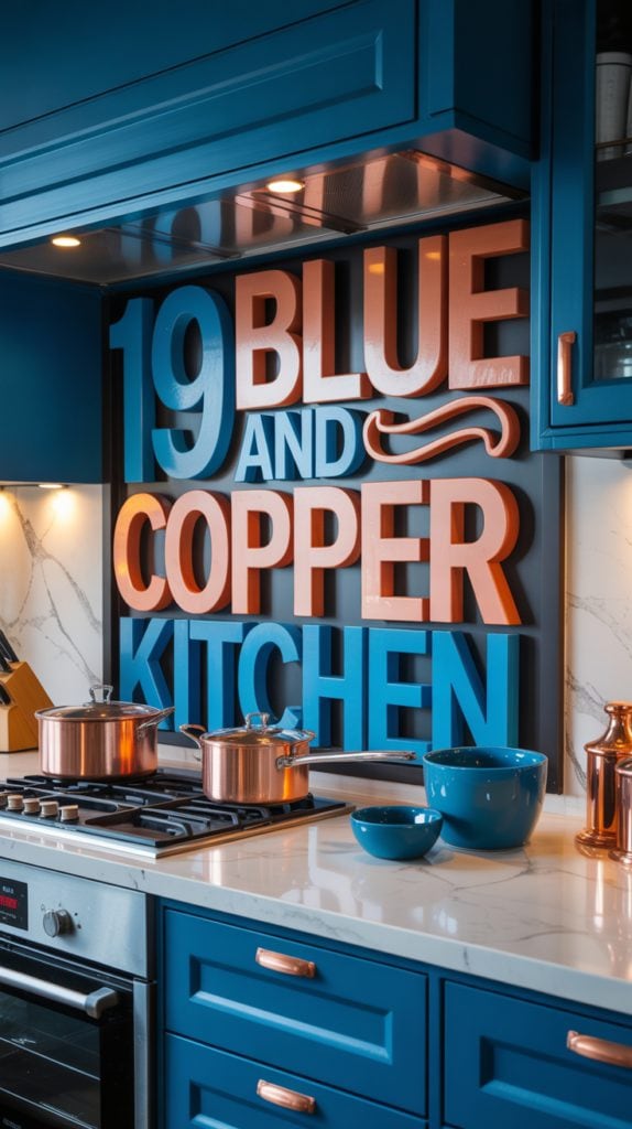 19 Blue and Copper Kitchen Designs