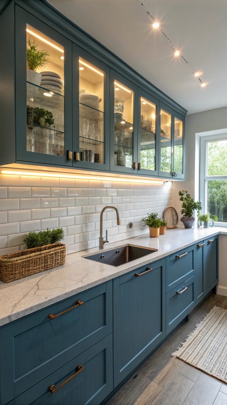 20 Stunning Blue and wood kitchen Designs