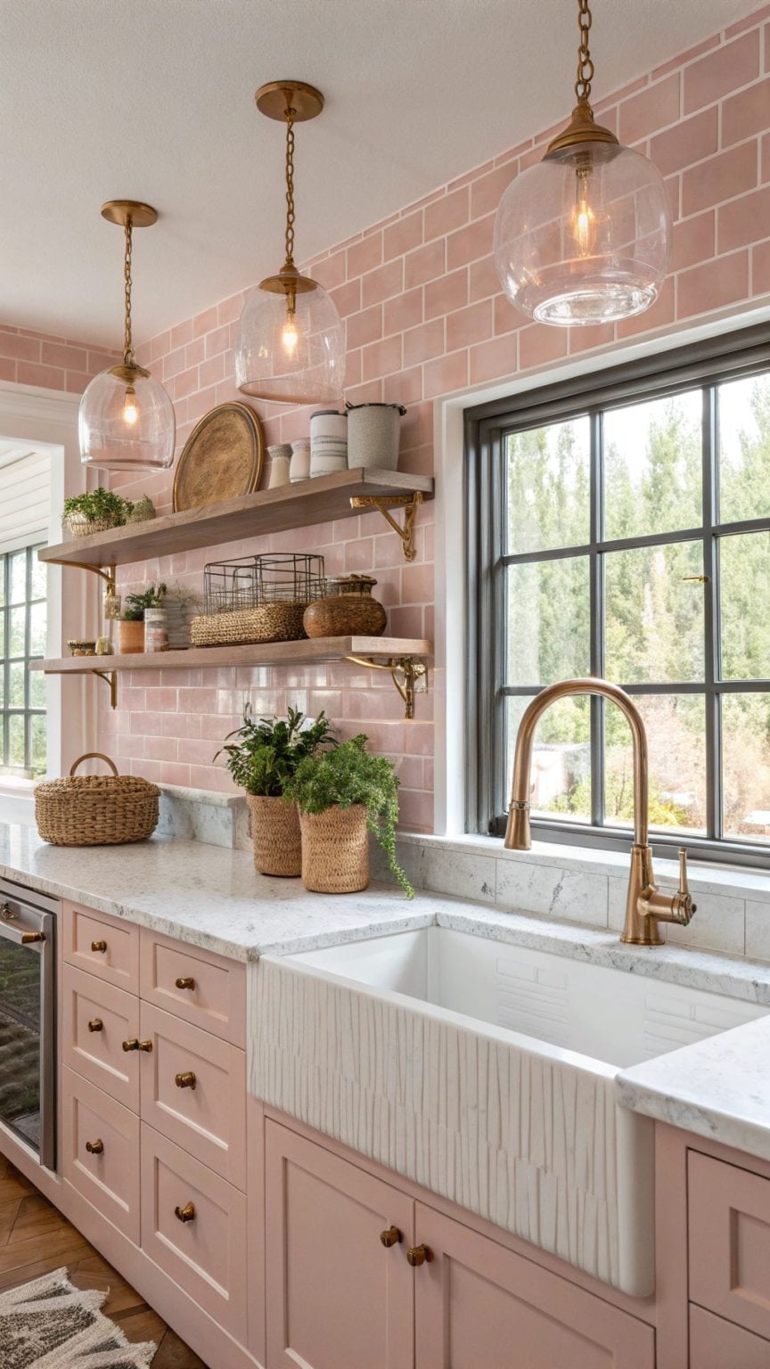 18 Stunning Pink Kitchen Wall Designs