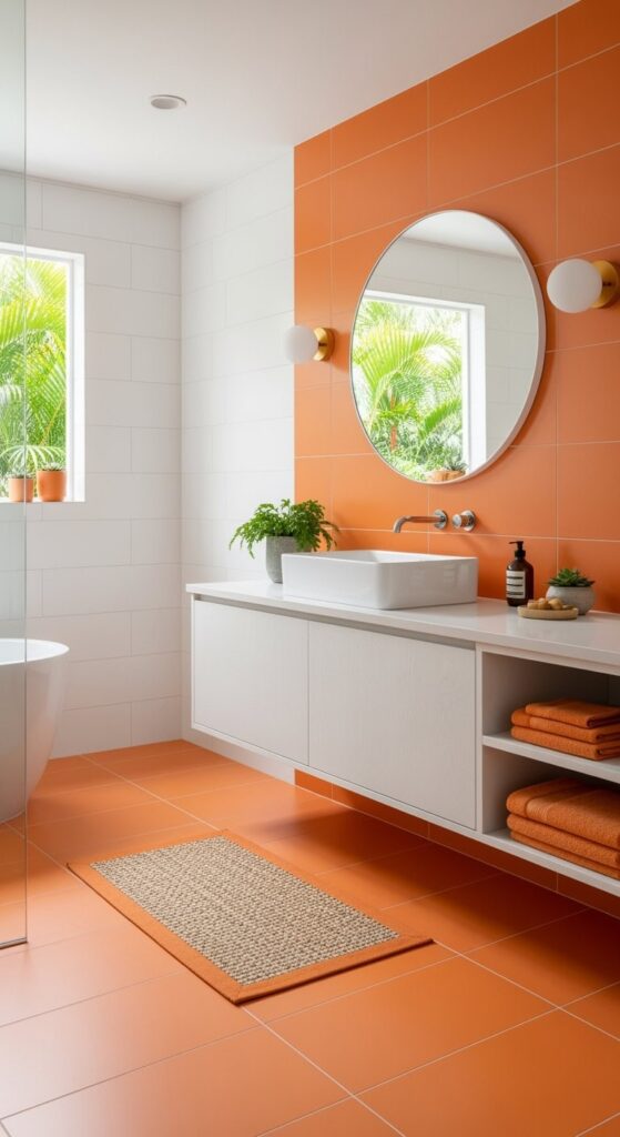 20 Perfect Orange Tile Bathroom Ideas