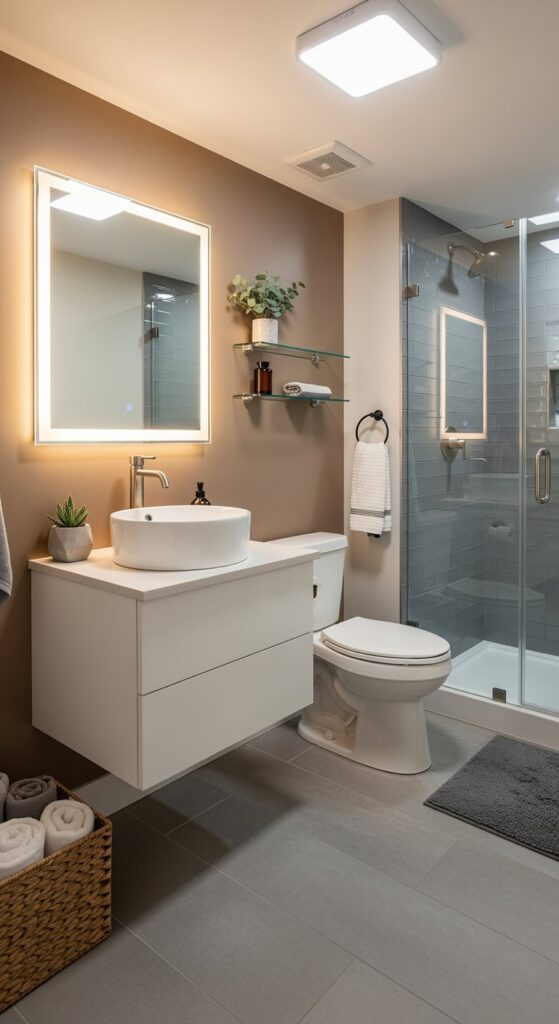 23 Small Basement Bathroom Ideas That Maximize Every Inch