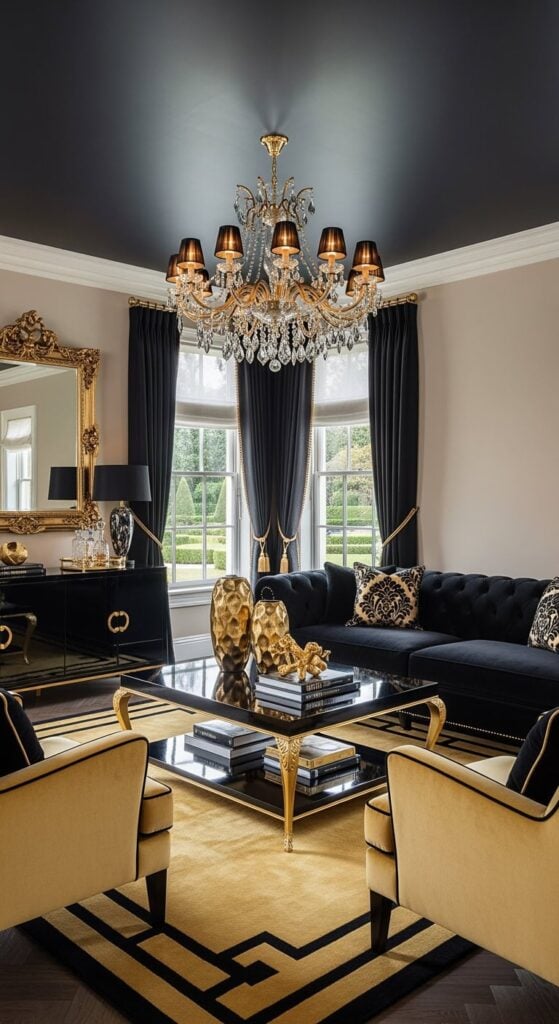 23 Charming Black and Gold Living Room Ideas for Classic Appeal