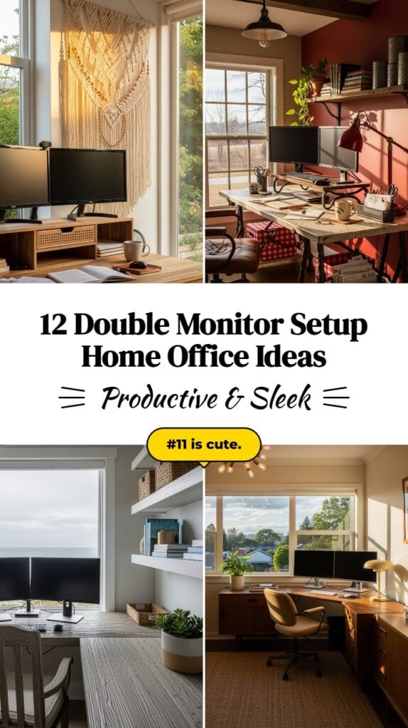 12 Double Monitor Setup Home Office Ideas | Productive & Sleek