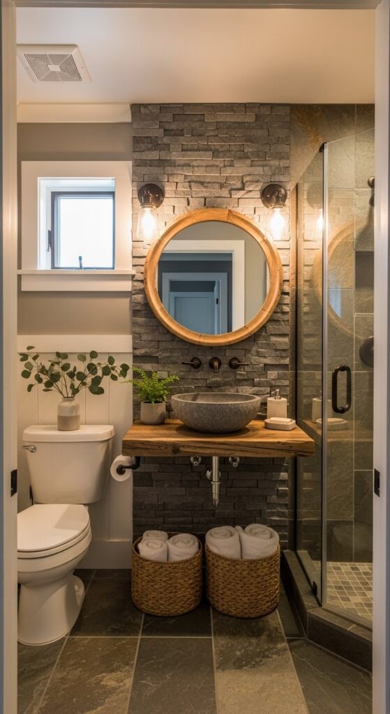 23 Rustic Small Bathroom Ideas That Feel Warm and Inviting