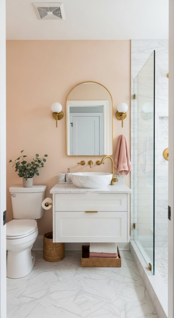 23 Peach Bathroom Designs for Soft, Feminine Spaces