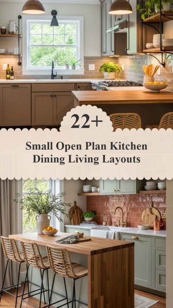 23 Small Open Plan Kitchen Dining Living Layouts That Work Beautifully