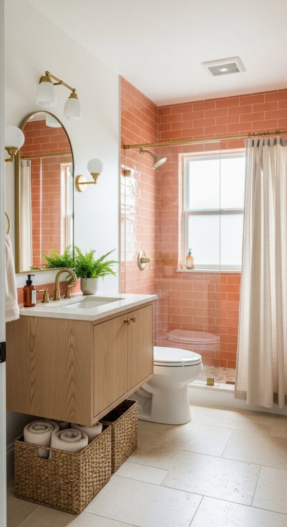 23 Peach Tile Bathroom Ideas That Turn Dated Into Designer