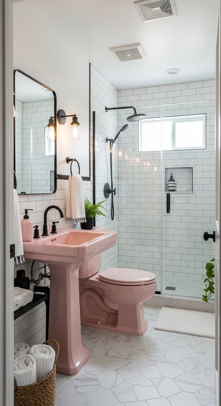 23 Vintage Pink Bathroom Ideas for Timeless Nostalgic Spaces