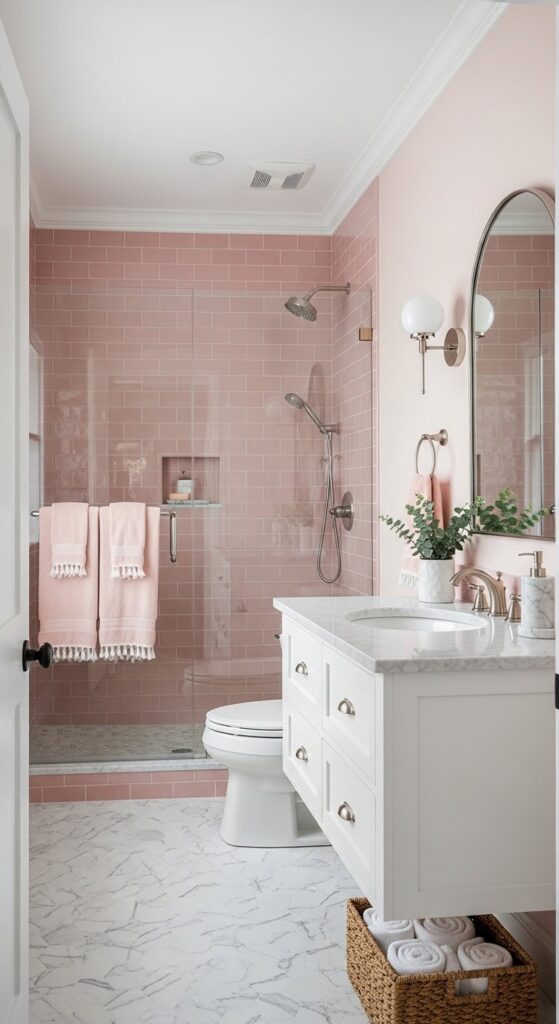 23 Pink Tile Bathroom Ideas That Prove Blush Tile Is Timeless