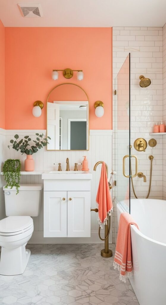 23 Peach Bathroom Designs for Soft, Feminine Spaces