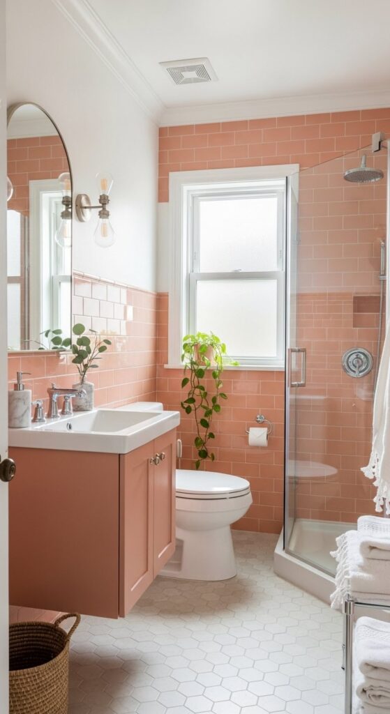 23 Peach Bathroom Designs for Soft, Feminine Spaces
