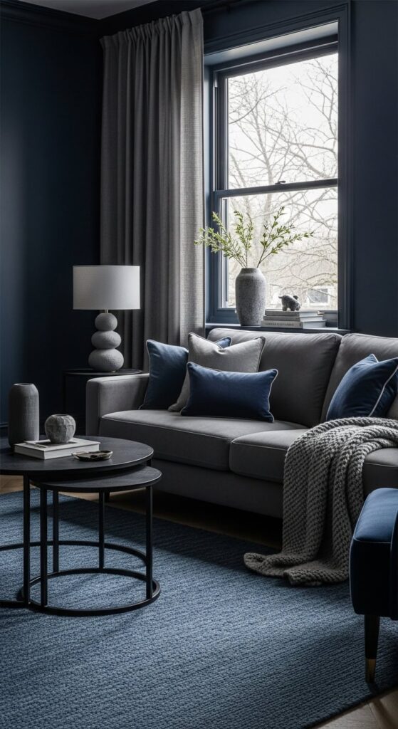 23 Navy Blue and Grey Living Room Ideas That Master the Cool Palette